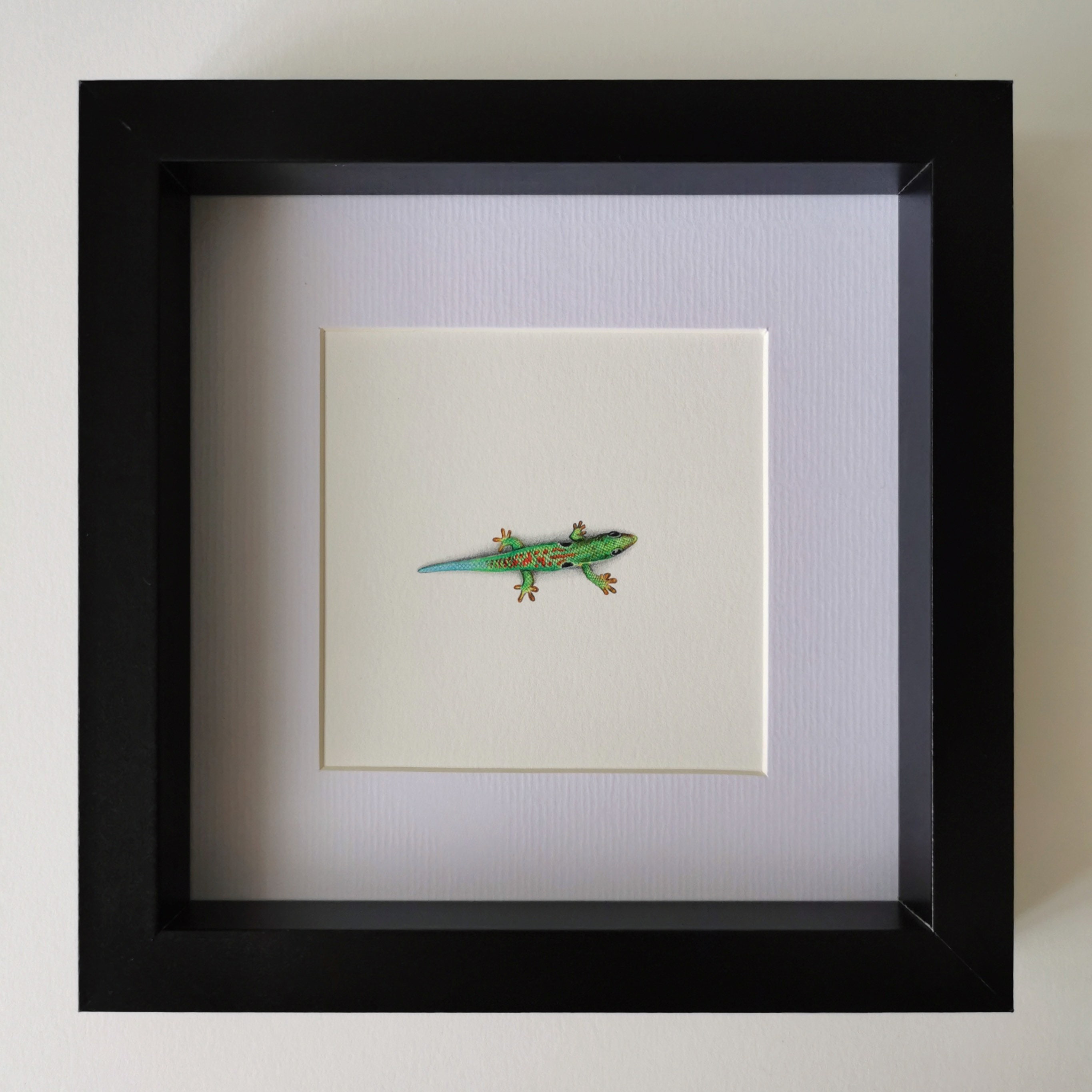 Gecko Original Framed Drawing, Miniature Art, Gecko Wall Art, Reptile ...