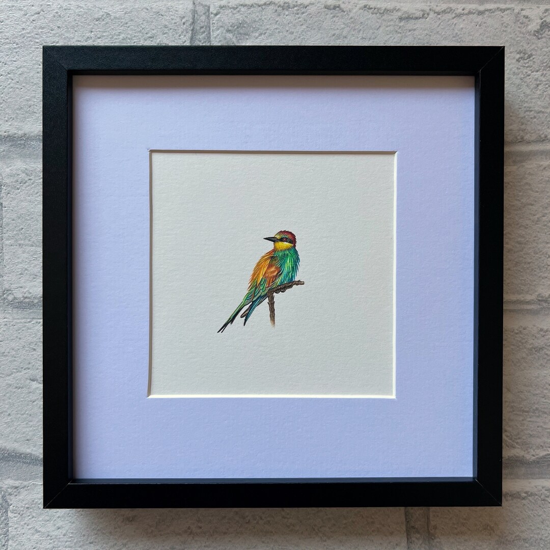 Bee Eater, Original Drawing, Miniature Art, Bird Art, Home Decor ...