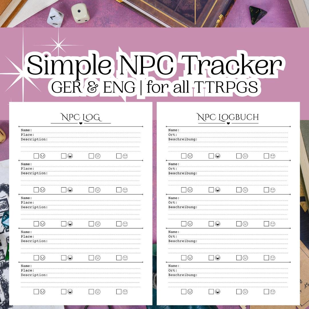 Simple NPC Tracker Sheets | DM Tools | Printable NPC Sheets | Dungeons and Dragons | A5 ...