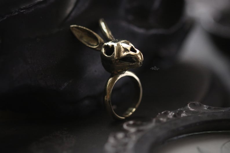 Rabbit Skull Ring by Defy / Handmade Adjustable Jewelry / - Etsy