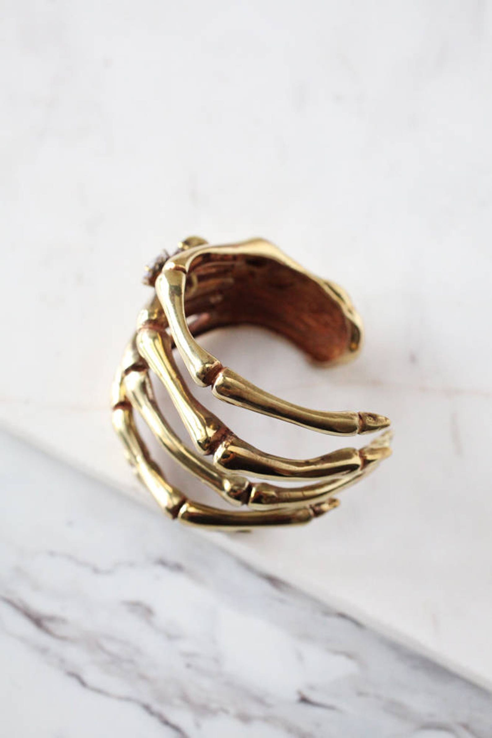 Hand Skeleton Bangle With White Crystal by Defy Original - Etsy