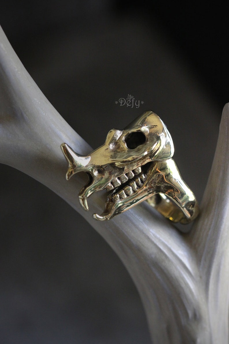 Rhino Skull Statement Ring by Defy Original Handmade | Etsy