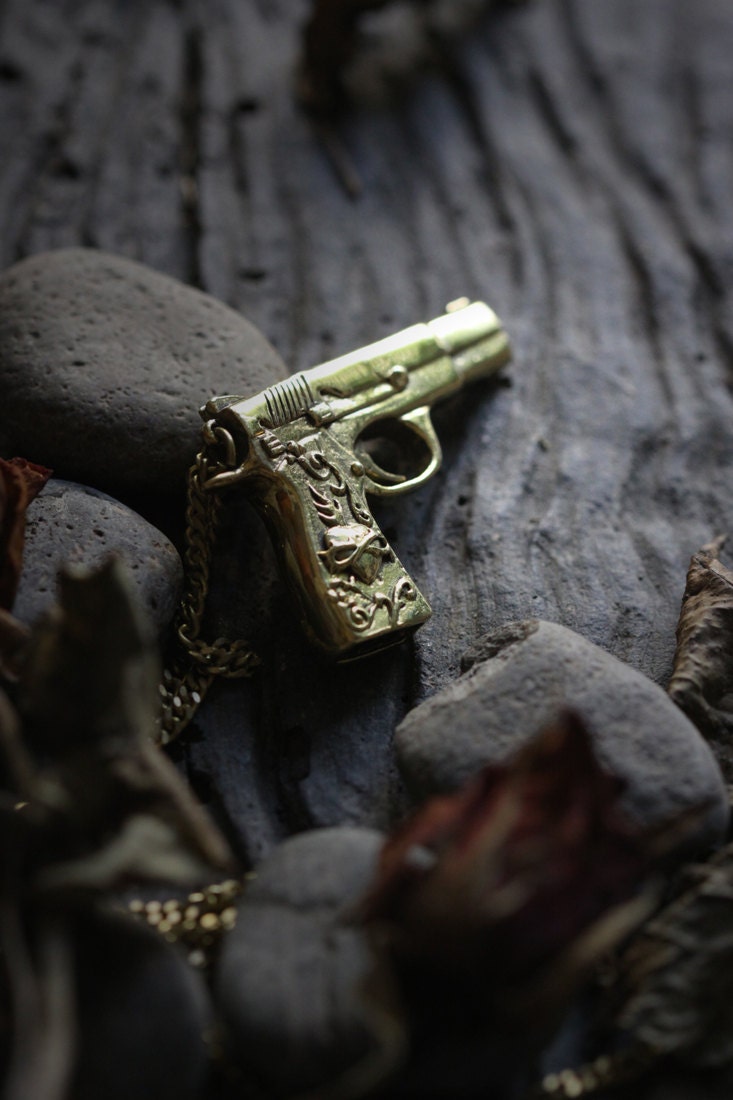 Pistol Gun Graphic Handle Charm Necklace by Defy Pendant - Etsy