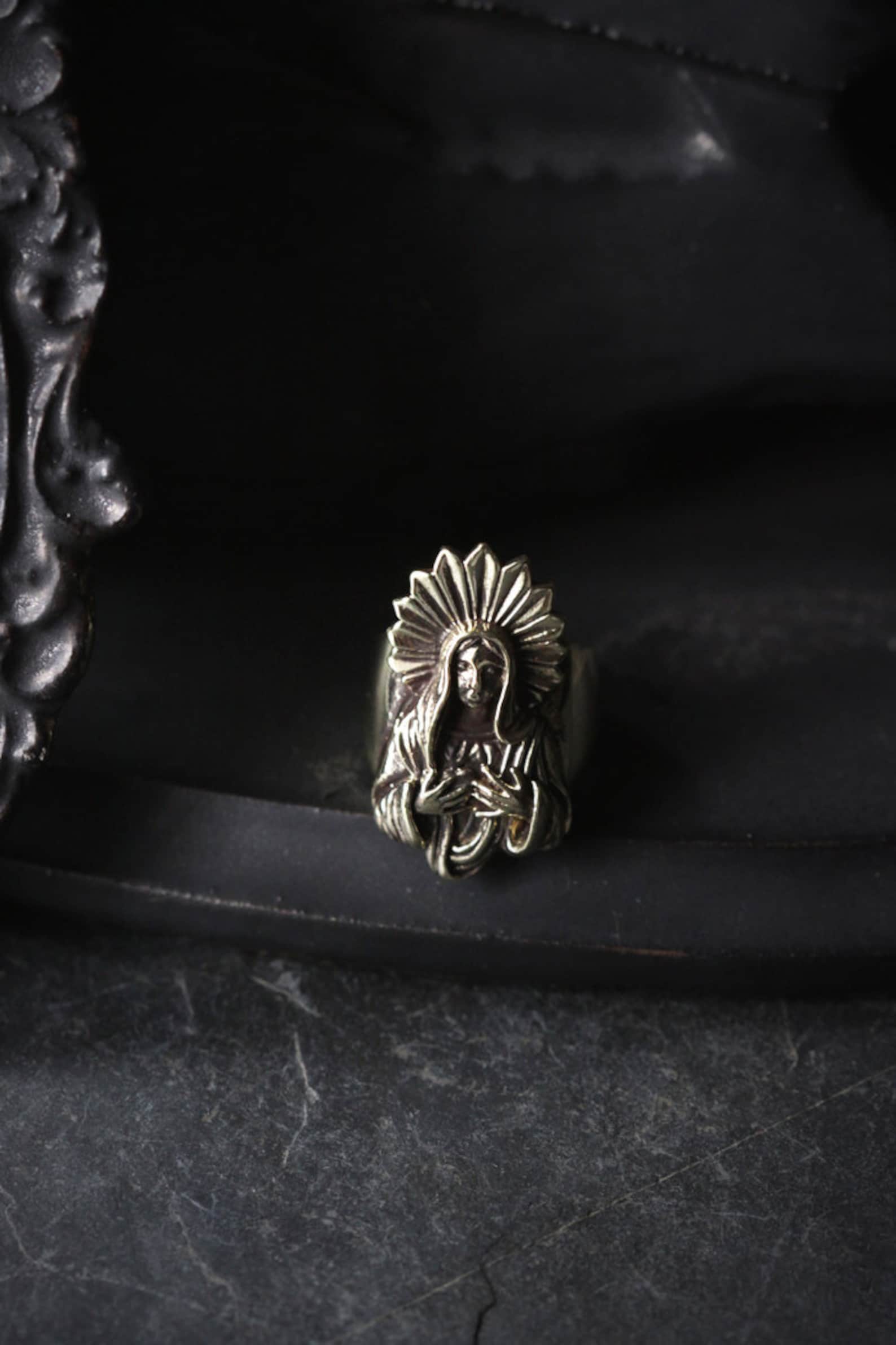 St.mary Ringmother of God Ringgolden Mary Ringlady Ring - Etsy