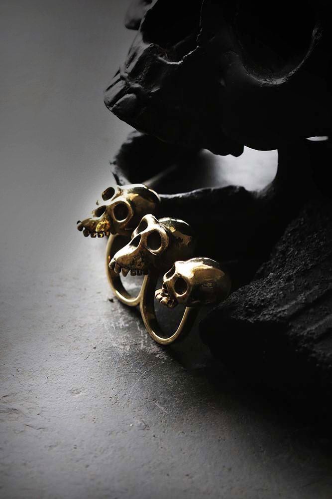 Three Human Skulls Double Ring by Defy - Unique and Original Design ...