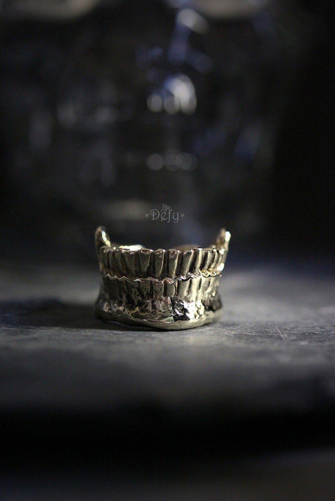 Half Teeth and Fang Ring by Defy / Handmade Jewelry / Adjustable Brass ...