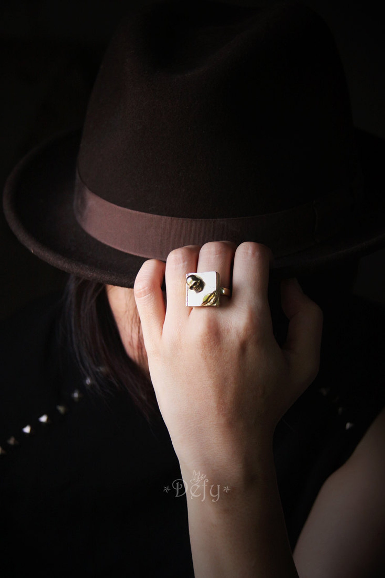 Skull on A Book Ring by Defy / Original Design Jewelry / | Etsy