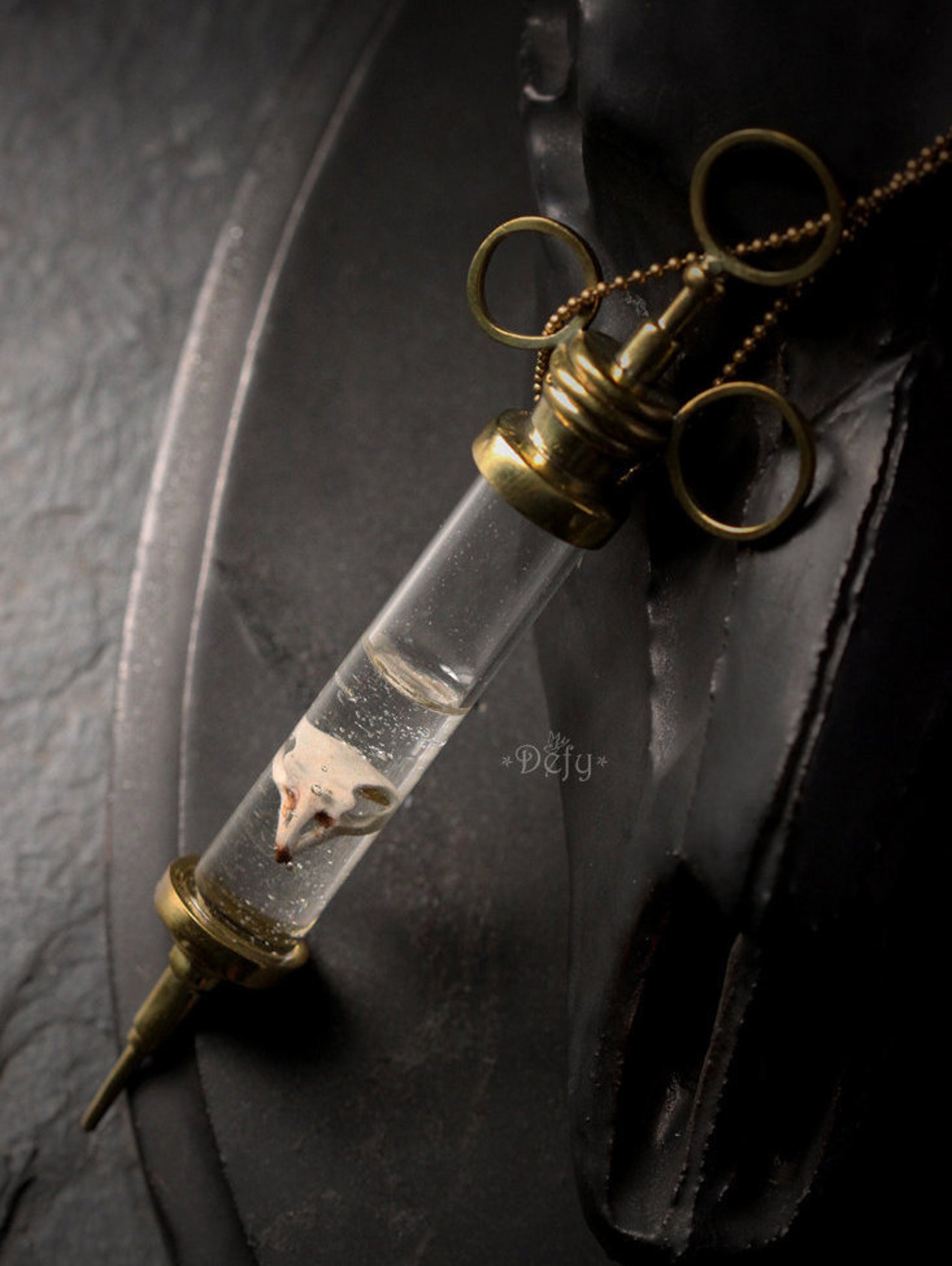 Syringe With Bird Skull Necklace by Defy - Hand-painting Version ...