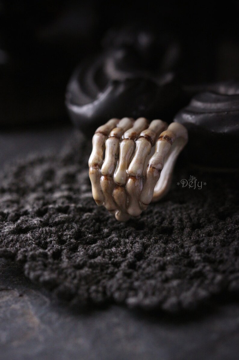 Hand Skeleton Ring in Painted Version - Handcrafted Jewelry Original ...