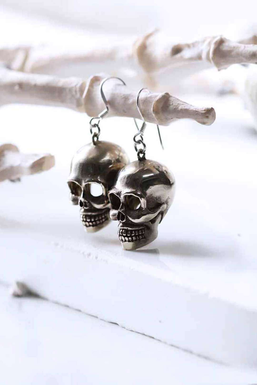 Skull Earrings (XL.SIZE) . Original Made and Design by DEFY. - Etsy