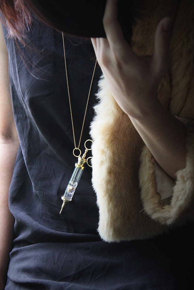 Syringe With Tooth Necklace by Defy / Original Design Handmade | Etsy