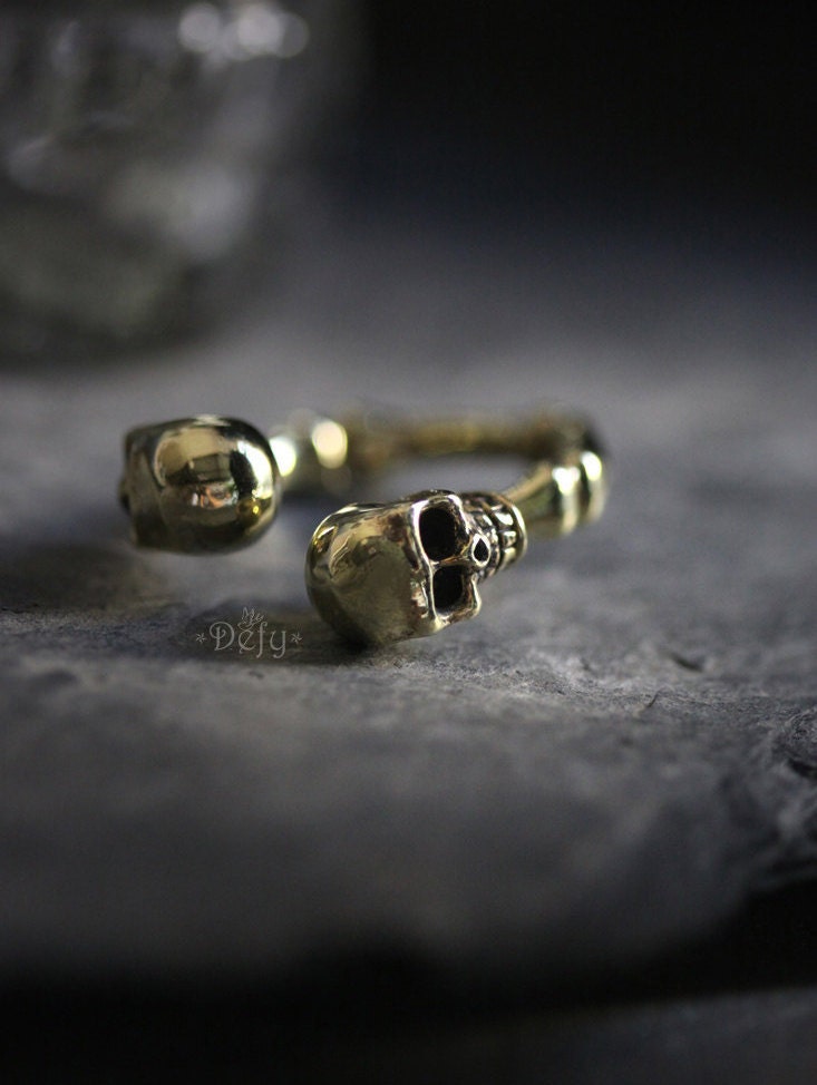 Two Human Skulls Ring by Defy Cool Statement Ring Original | Etsy