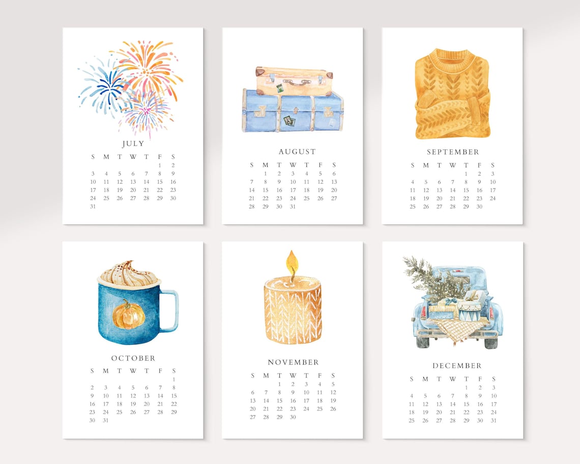 2025 Small Watercolor Desk Calendar, Small Calendar, Teacher Gift, Gift ...