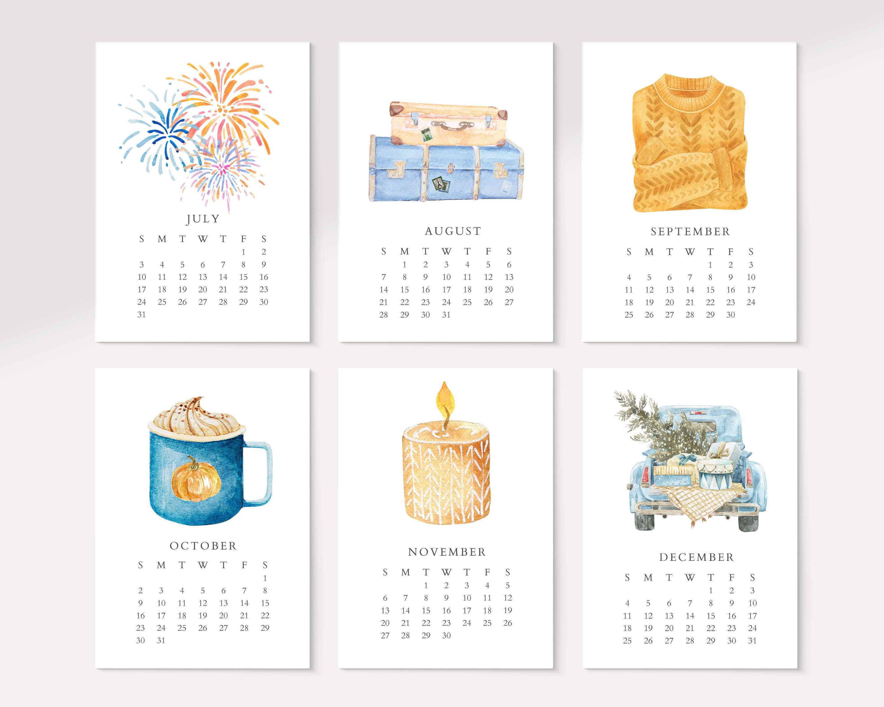 2025 Small Watercolor Desk Calendar, Small Calendar, Teacher Gift, Gift ...