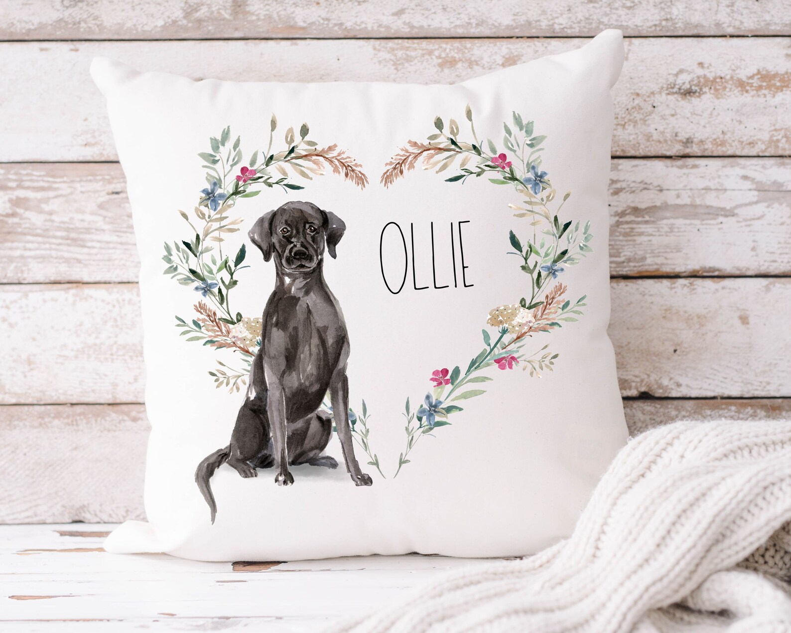 Personalized Black Labrador Pillow Cover, Custom Pet Pillow for Dog Mom ...