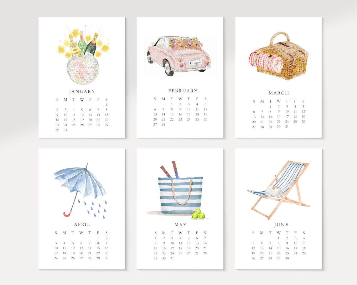2025 Small Watercolor Desk Calendar, Small Calendar, Teacher Gift, Gift ...