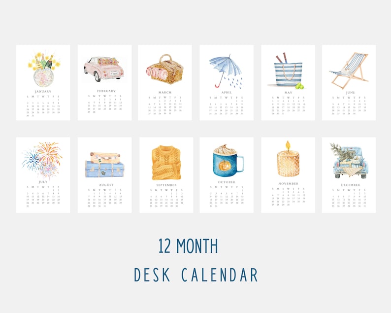 2025 Small Watercolor Desk Calendar, Small Calendar, Teacher Gift, Gift ...