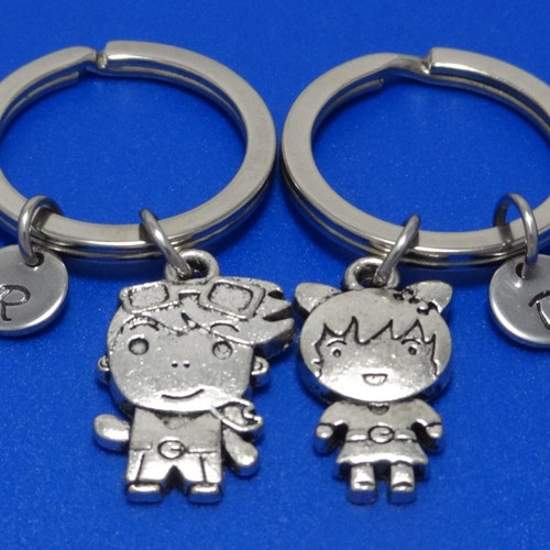 Couples Keychain Set Custom Initials Matching Set of 2 | Etsy