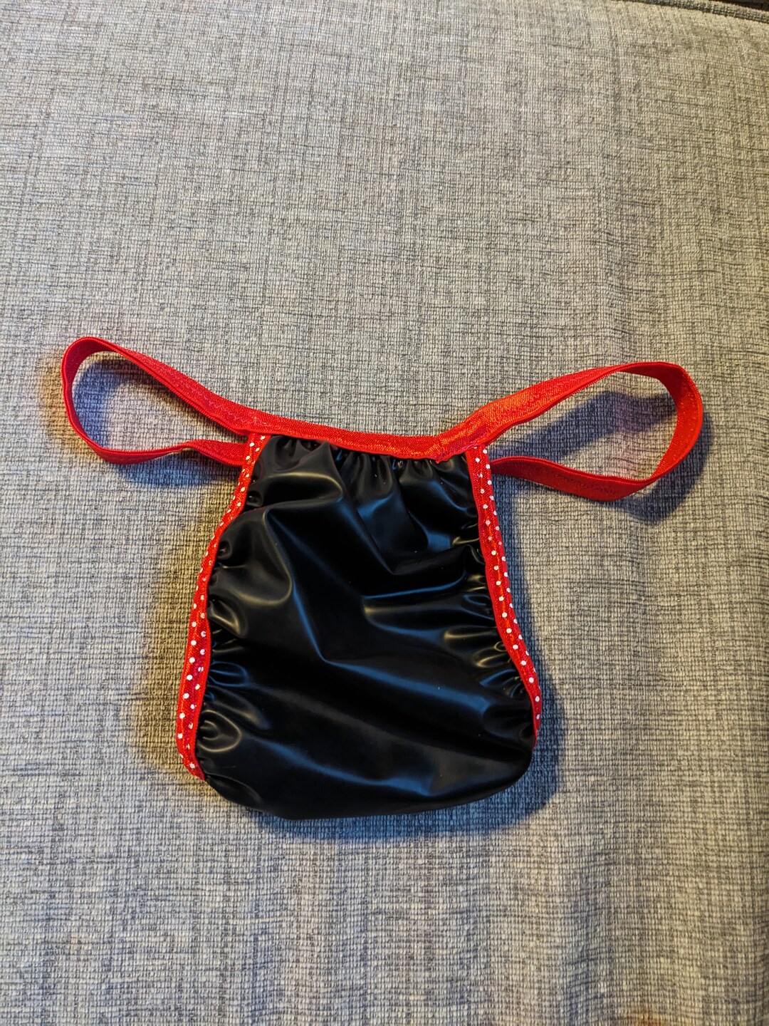 Black Latex Jock Strap Red Pokdots 26 40 Small Etsy