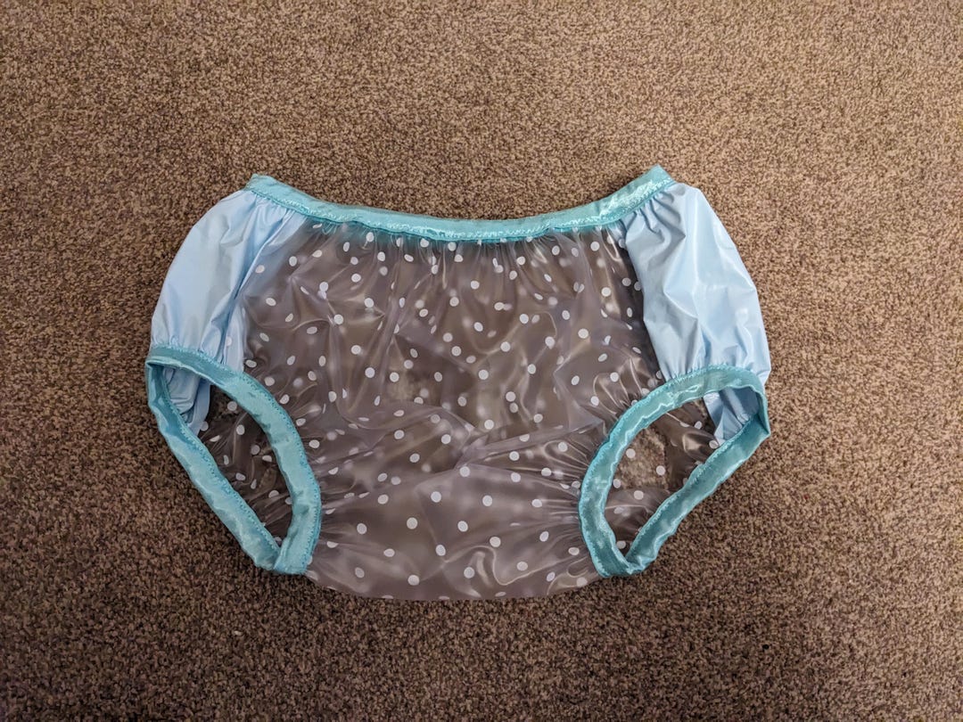 Waterproof Soft Clear Pokdot/baby Blue Plastic Pants (27-51) - Etsy UK