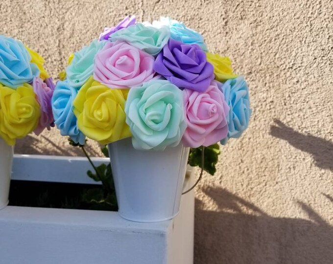 Foam Roses, Foam Roses Centerpieces, Pastel Color Centerpiece, Birthday ...