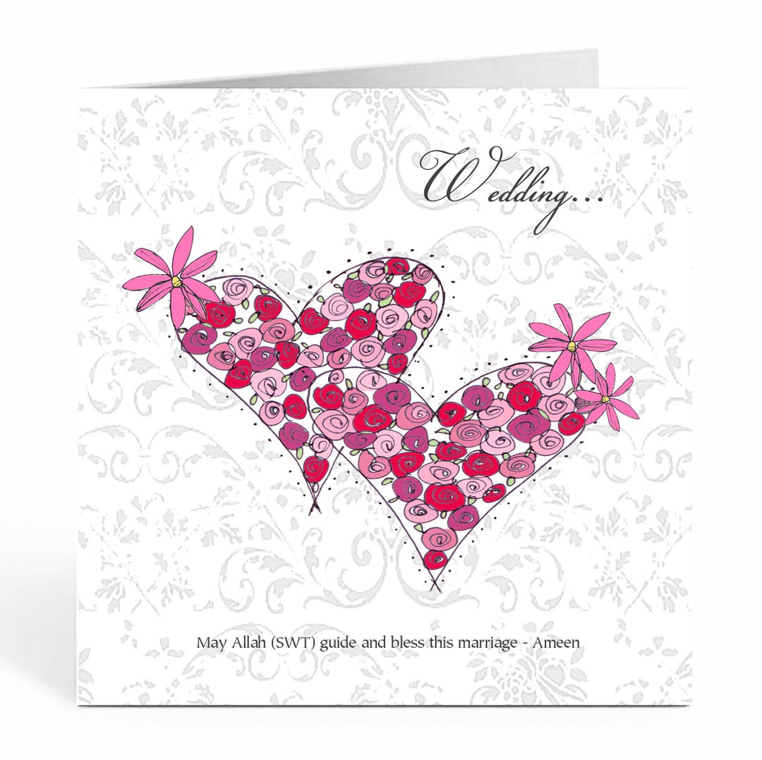 Islamic Wedding Mubarak Card With Hearts - CD09 - Etsy