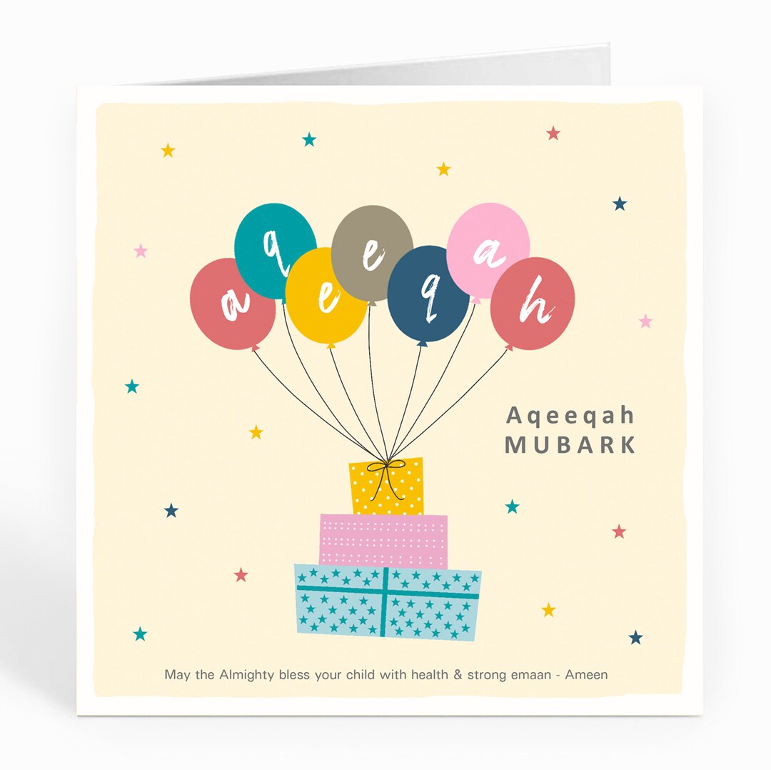 Aqeeqah Mubarak Card, Islamic New Baby Celebrations Aqiqah Greetings ...