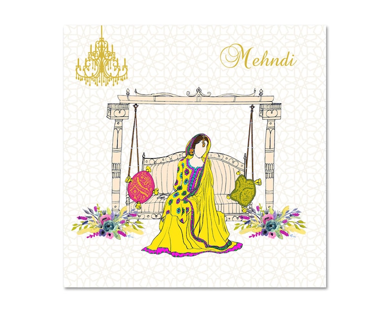 Mehndi Card Asian Bride Henna Celebration Card WC01 - Etsy
