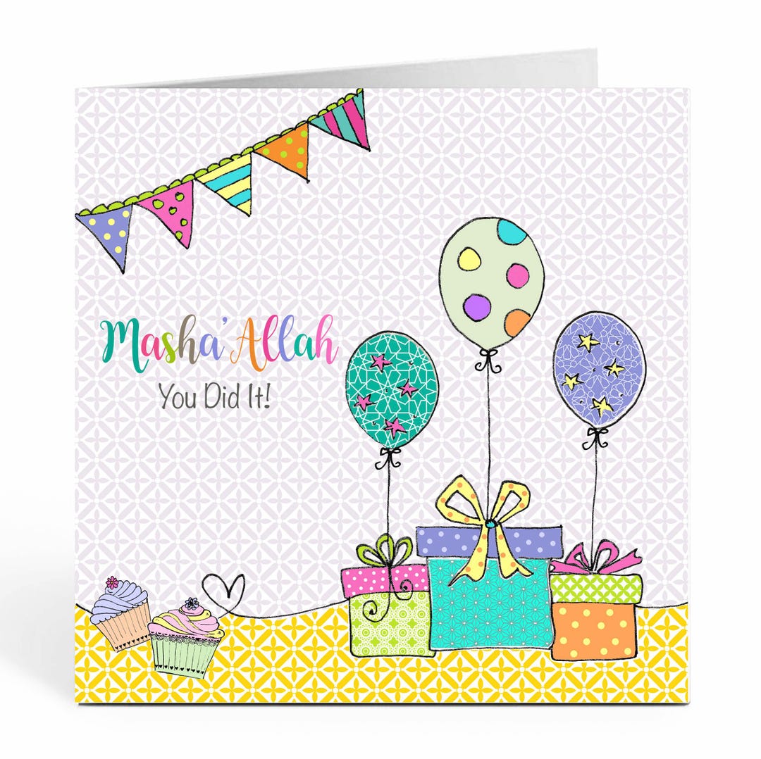 Masha'allah You Did It! Islamic Congratulations Achievement Card - BB08 ...
