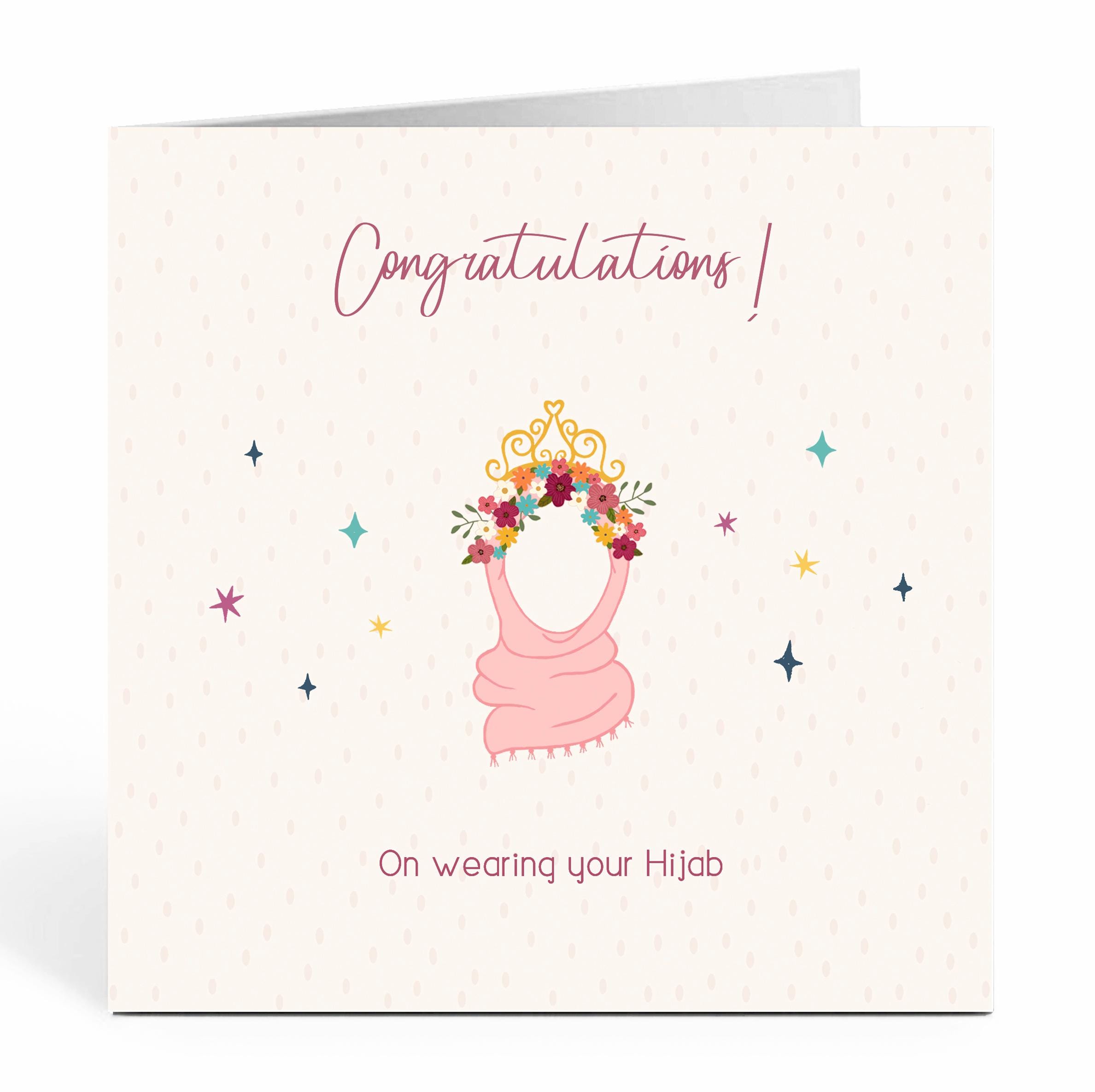 Congratulations Hijabi, Islamic Greeting Card, Muslimah Crown - ILM 24 - Etsy