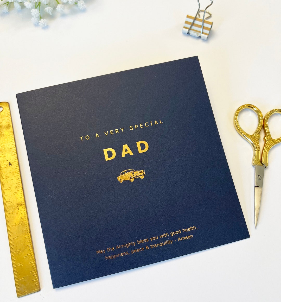 Dad, Abbu, Abba, Father, Islamic Greeting Card With Du'a Navy Blue ...