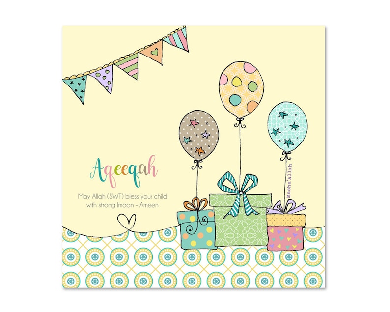 Aqeeqah Mubarak Card Islamic New Baby Card Aqeeqa Aqiqah | Etsy
