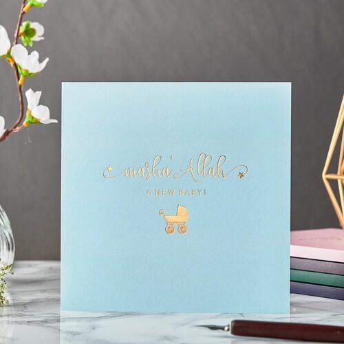 Luxury Baby Boy Masha'allah Islamic Card in Gold Foil RC | Etsy