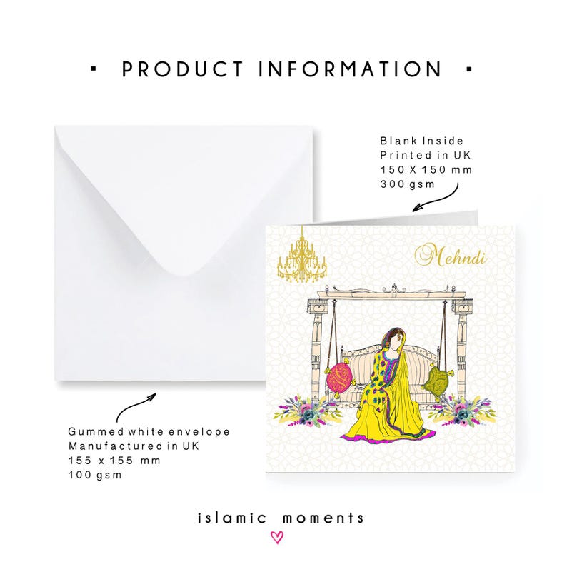 Mehndi Card Asian Bride Henna Celebration Card - WC01 - Etsy