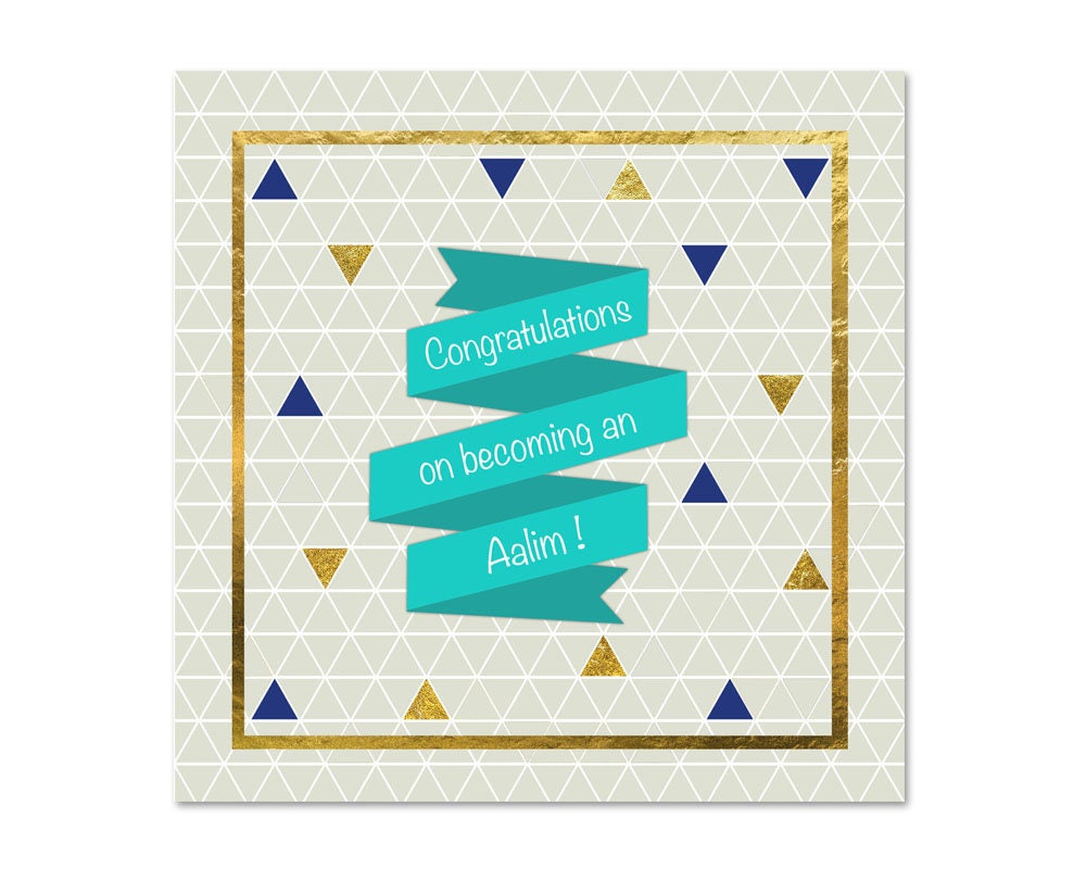 Congratulations Aalim Cards - Islamic Greeting Card - ILM 05 - Etsy