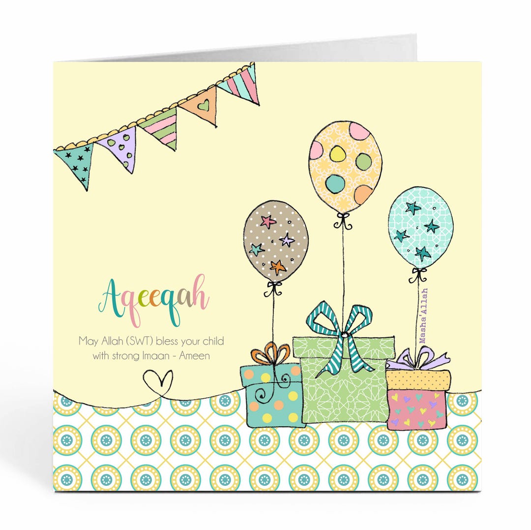 Aqeeqah Mubarak Card . Islamic New Baby Card . Aqeeqa Party . Aqiqah ...