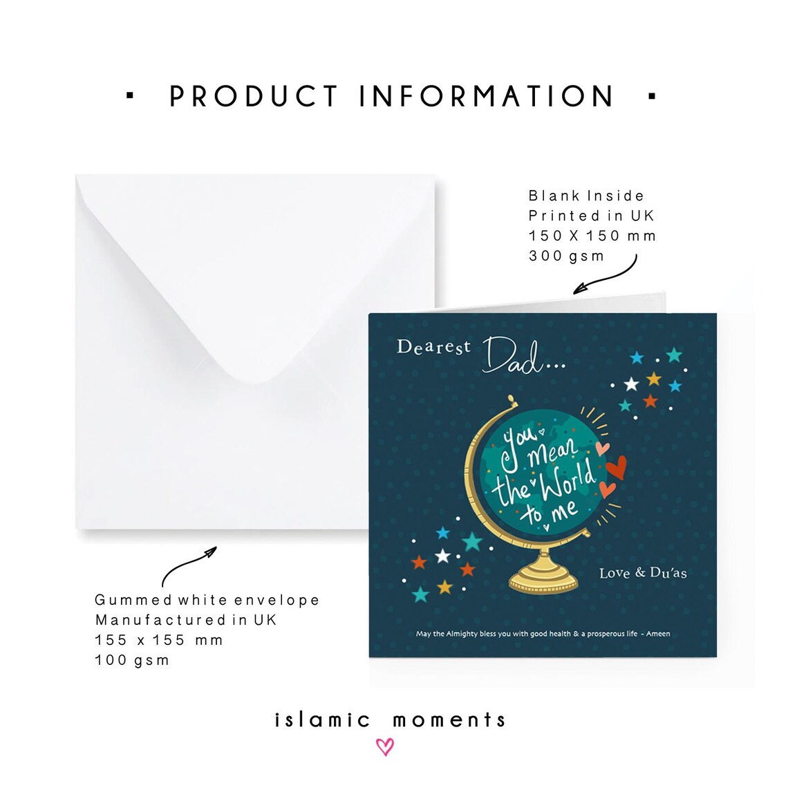 Cards for Dad . Father . Abbu . Islamic Greeting Card With Du'a - FM22 ...