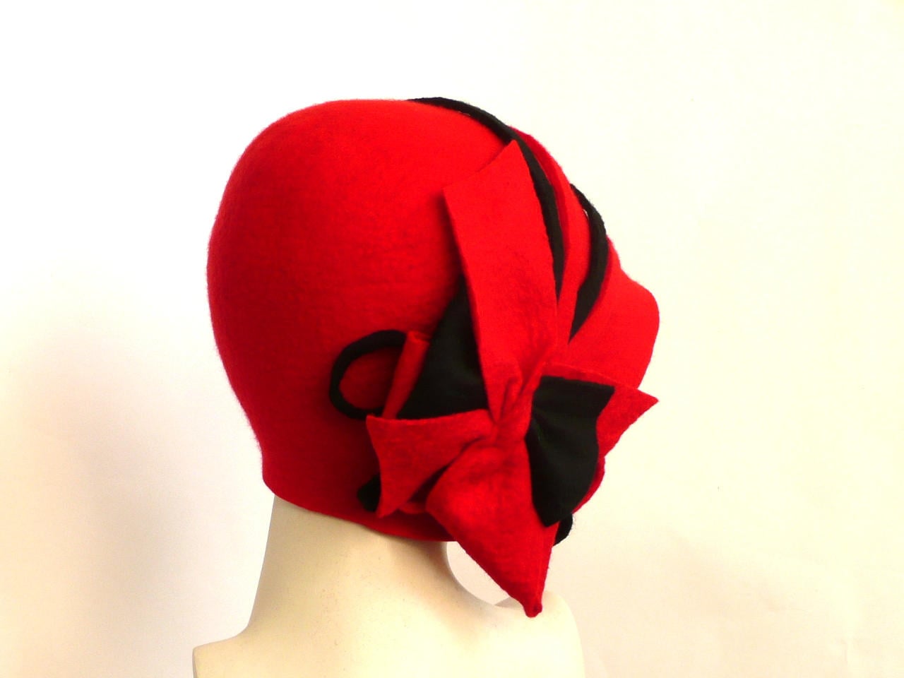 Red Felt Hat Felt Cloche Hat Felted Hat Hat 1920 Hat Art Red | Etsy