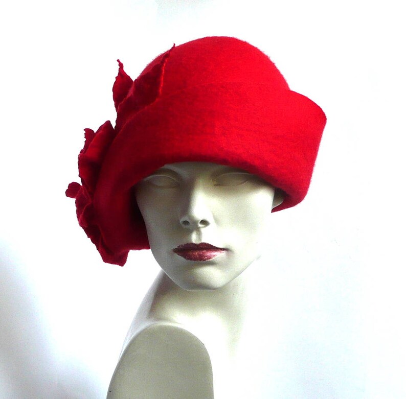 Felt Hat Red Felted Hat Cloche Hat FELTPOINT Red Cloche - Etsy