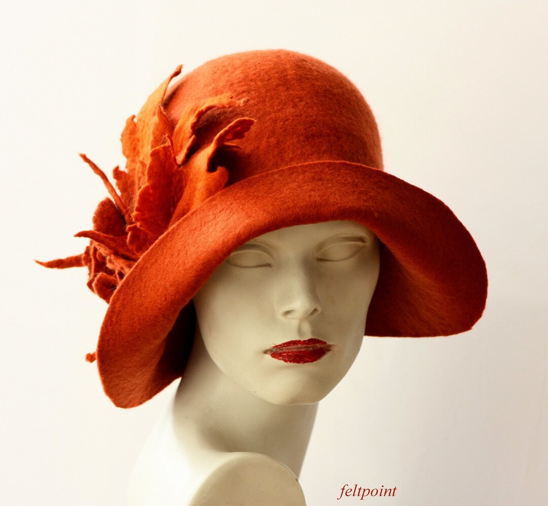 Rust Cloche Hat Felted Hat Felt Hats Womens Hat Cloche Hats Felted Hats ...
