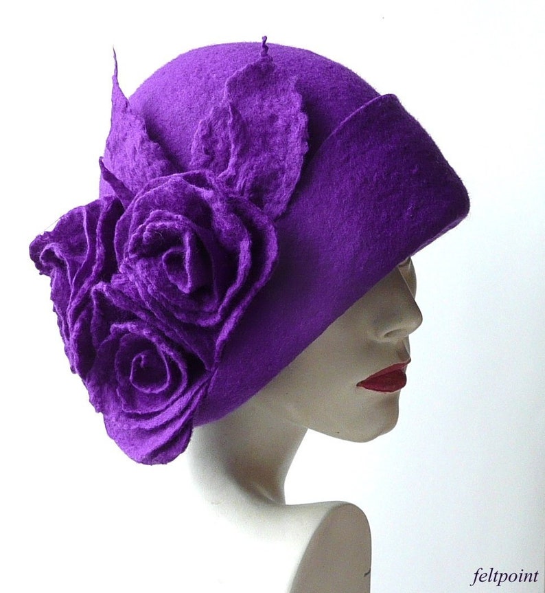 Purple Felted Hat Felt Hats Women's Hat Cloche Hats Felted - Etsy