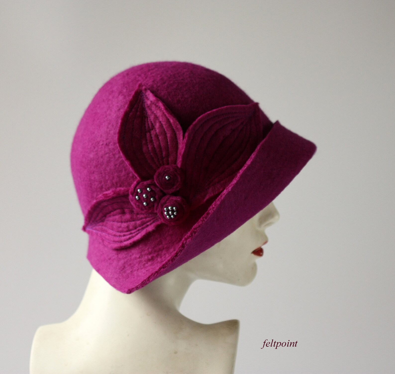 Purple Hat,woman Hat, Felt Hat, Felted Hats, Cloche Hat, Flapper Hat ...