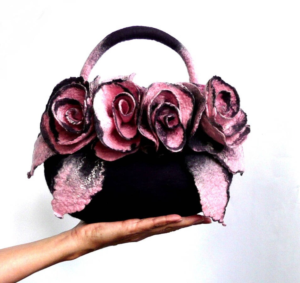 Felted Purple Flower Bag, Handmade Merino Wool Purse - Etsy