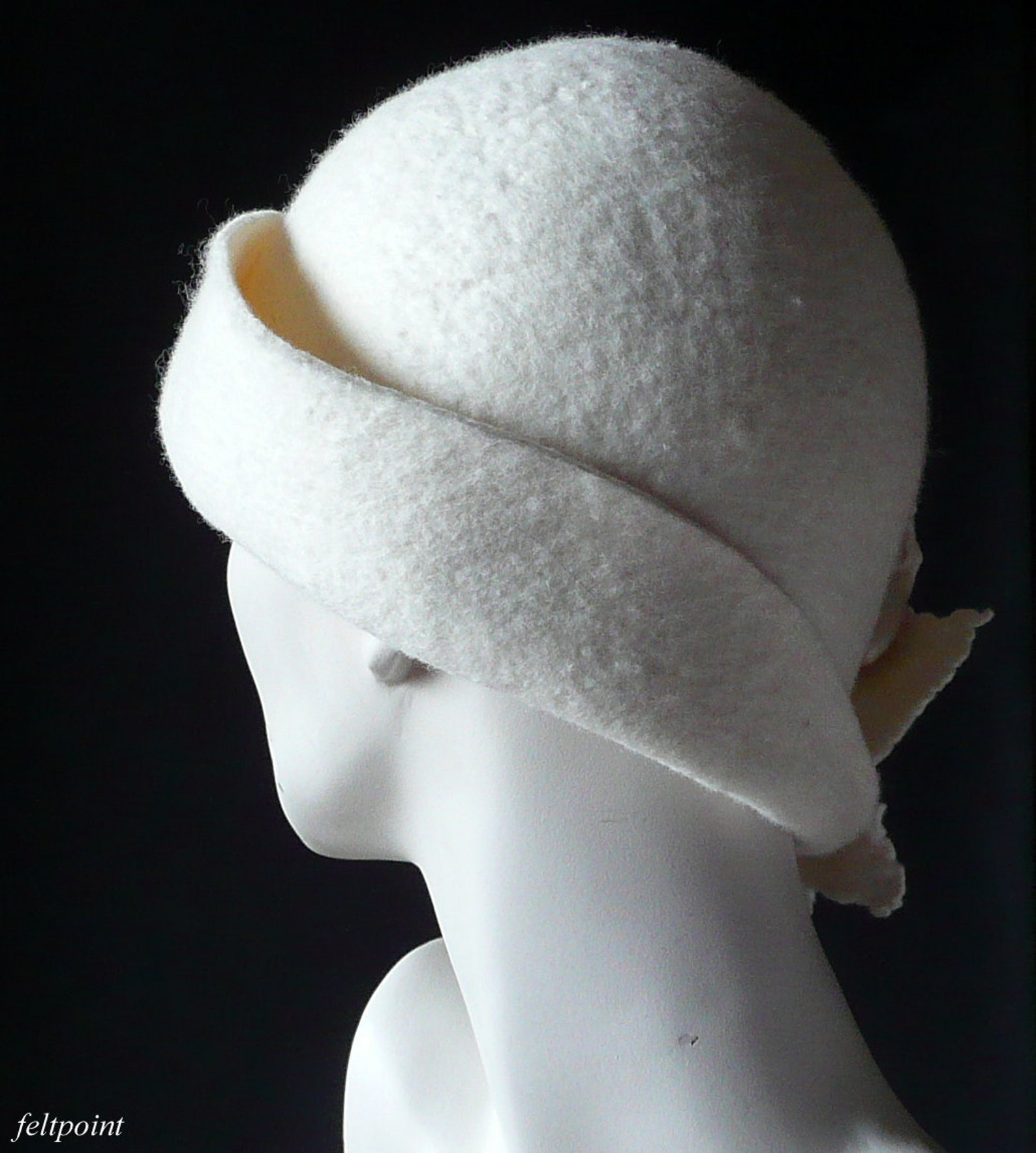Handmade White Merino Wool Cloche Hat, Vintage Style Wedding Hat - Etsy