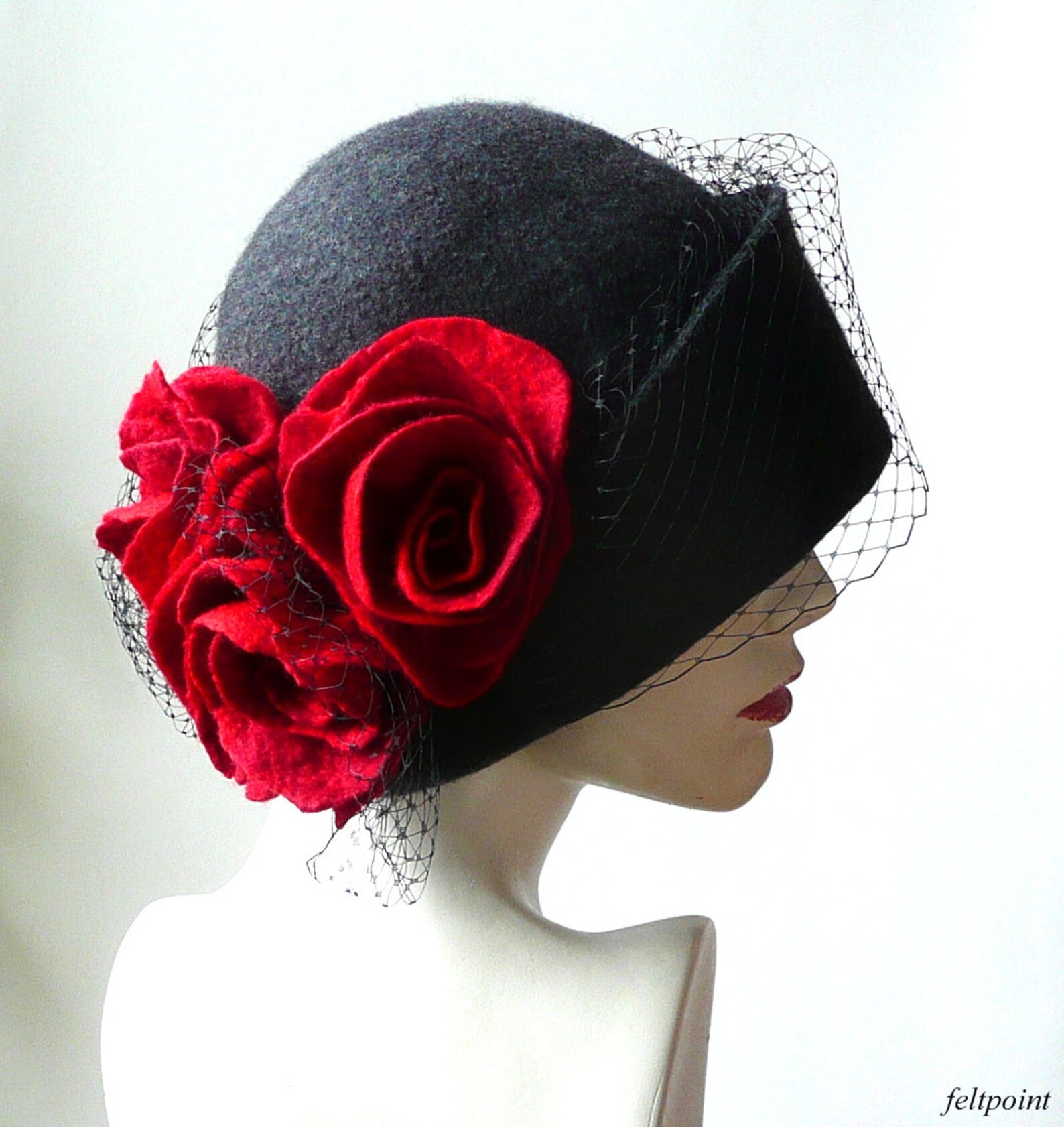 Gray Veil Hat Felted Hat Felt Hatsveil Hat1920 Hatgray - Etsy