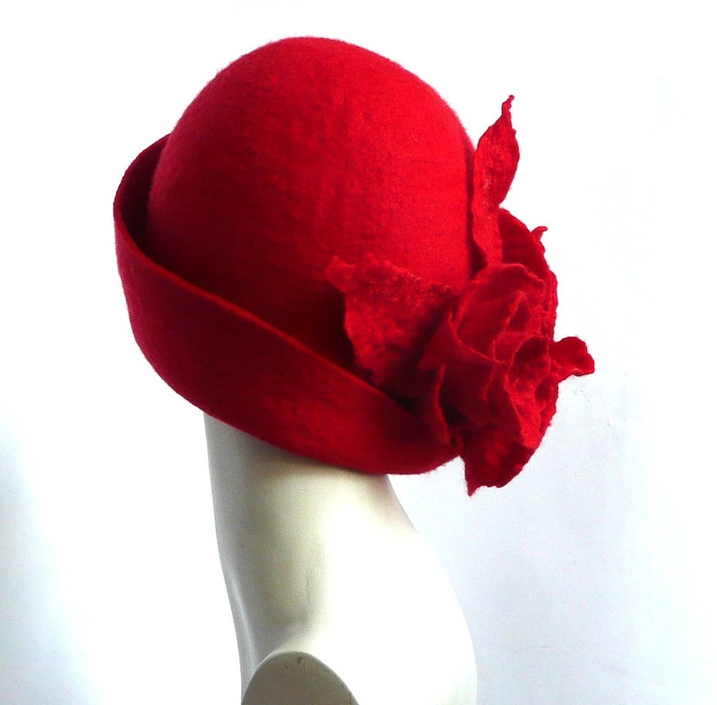 Felt Hat Red Felted Hat Cloche Hat FELTPOINT Red Cloche - Etsy