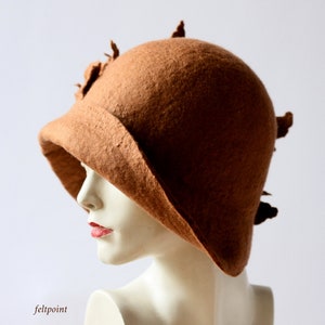 Brown Cloche Hat Felted Hat Felt Hats Womens Hat Cloche Hats Felted ...