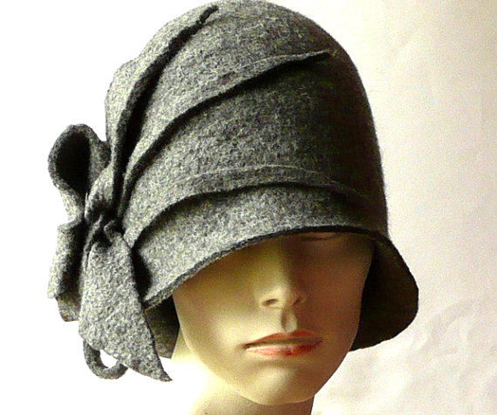 Grey Felted Hat Felt Hat Cloche Hat Fapper 1920 Hat Art Gray - Etsy