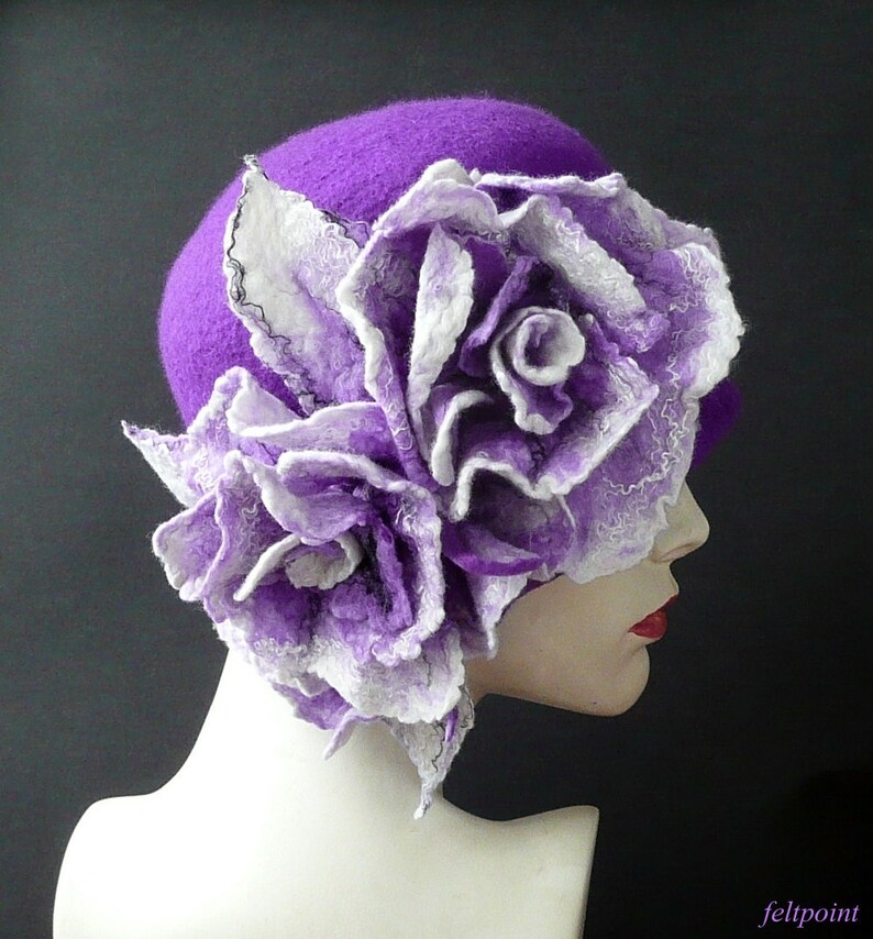 Purple Felt Hat Felt Cloche Hat Felted Hat 1920 Hat Art - Etsy