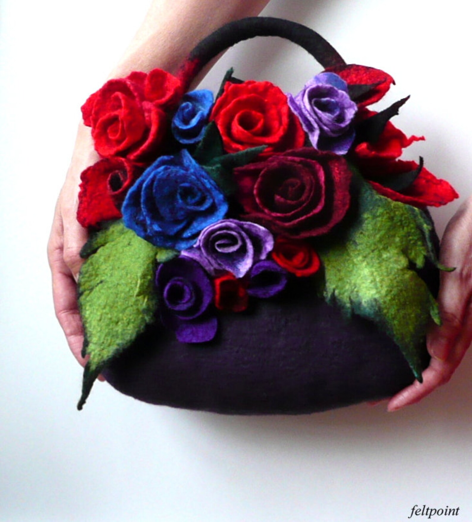 Hand-felted Merino Wool Handbag, Purple Floral Art Bag - Etsy Canada